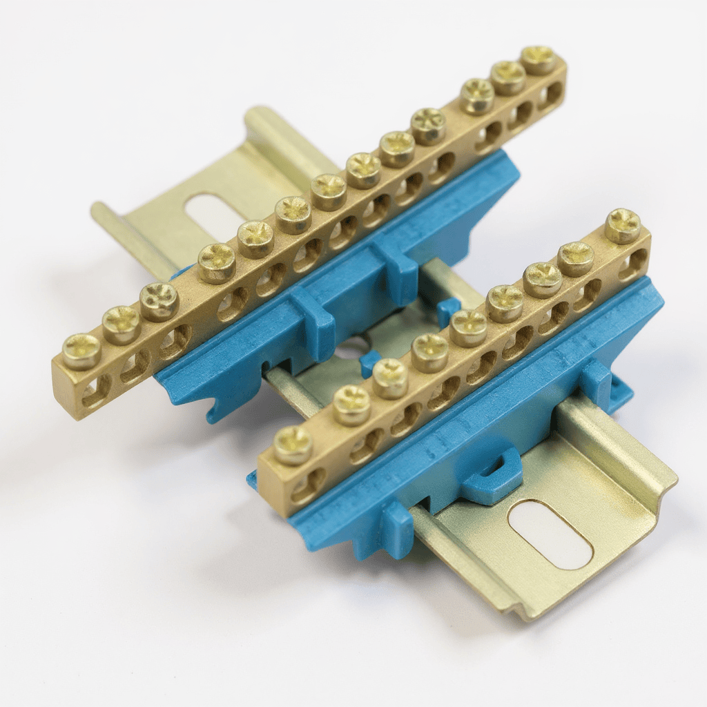 Din Rail Base Brass Neutral/ Earth Link - 7 way