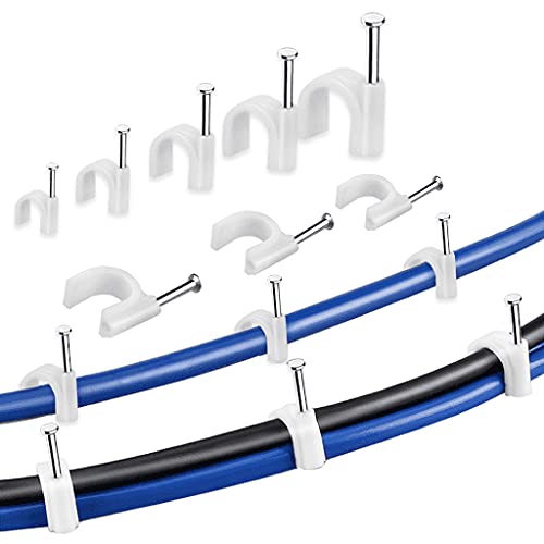 Wire Fastener Cable Clips with Metal Nails for Cable Management (White ...