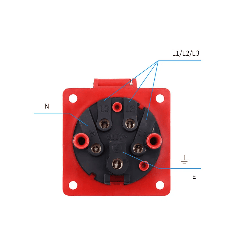5 Pin/32A Industrial wall mount type socket IP44 Waterproof (wall mount ...